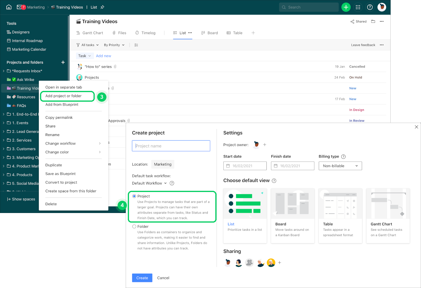 Creating Subprojects – Wrike Help Center