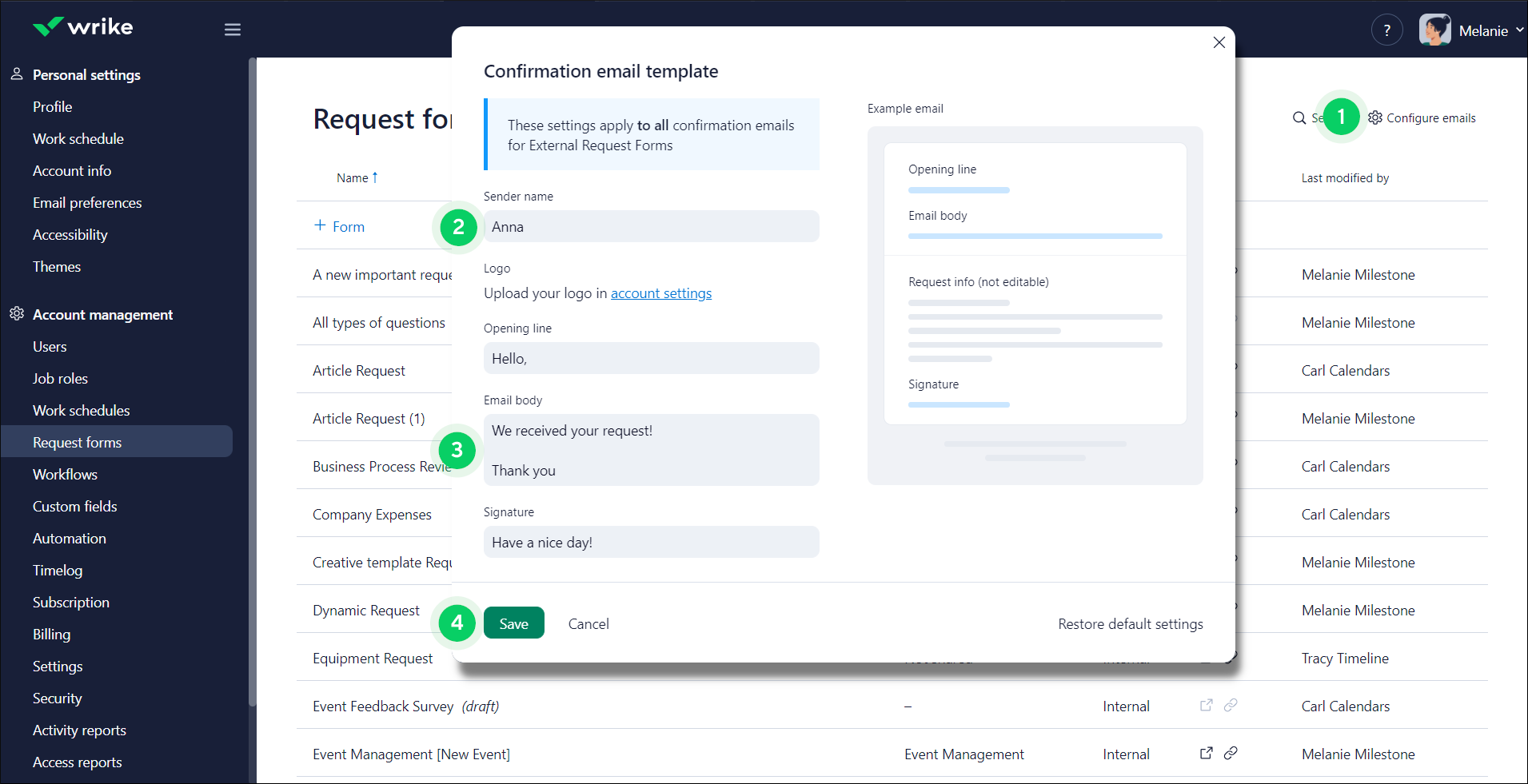 Customizing External Request Form Email Confirmations – Wrike Help Center