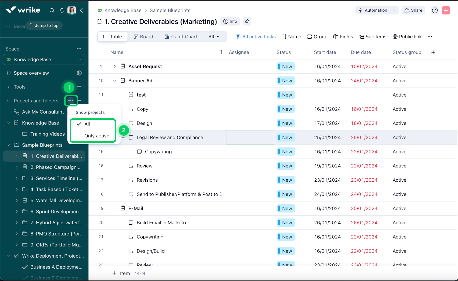Project Status – Wrike Help Center