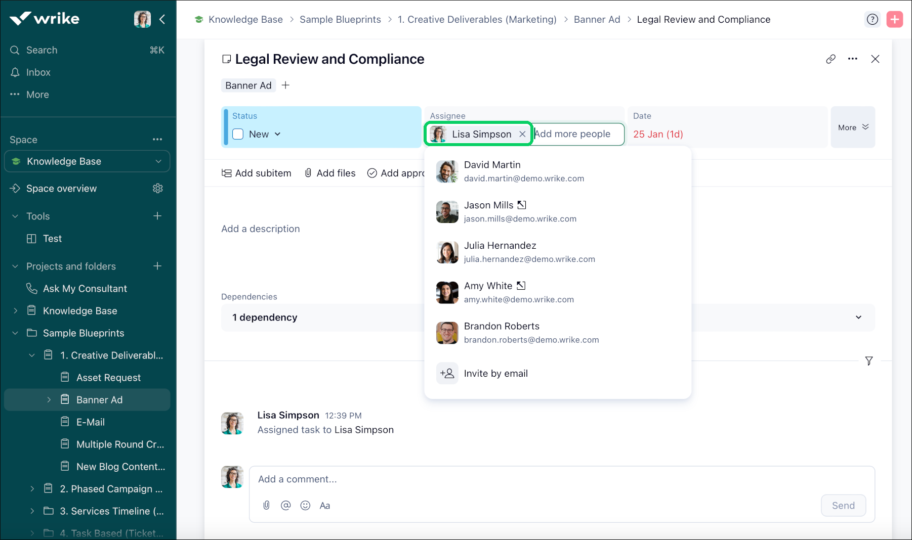 Assigning a Task – Wrike Help Center