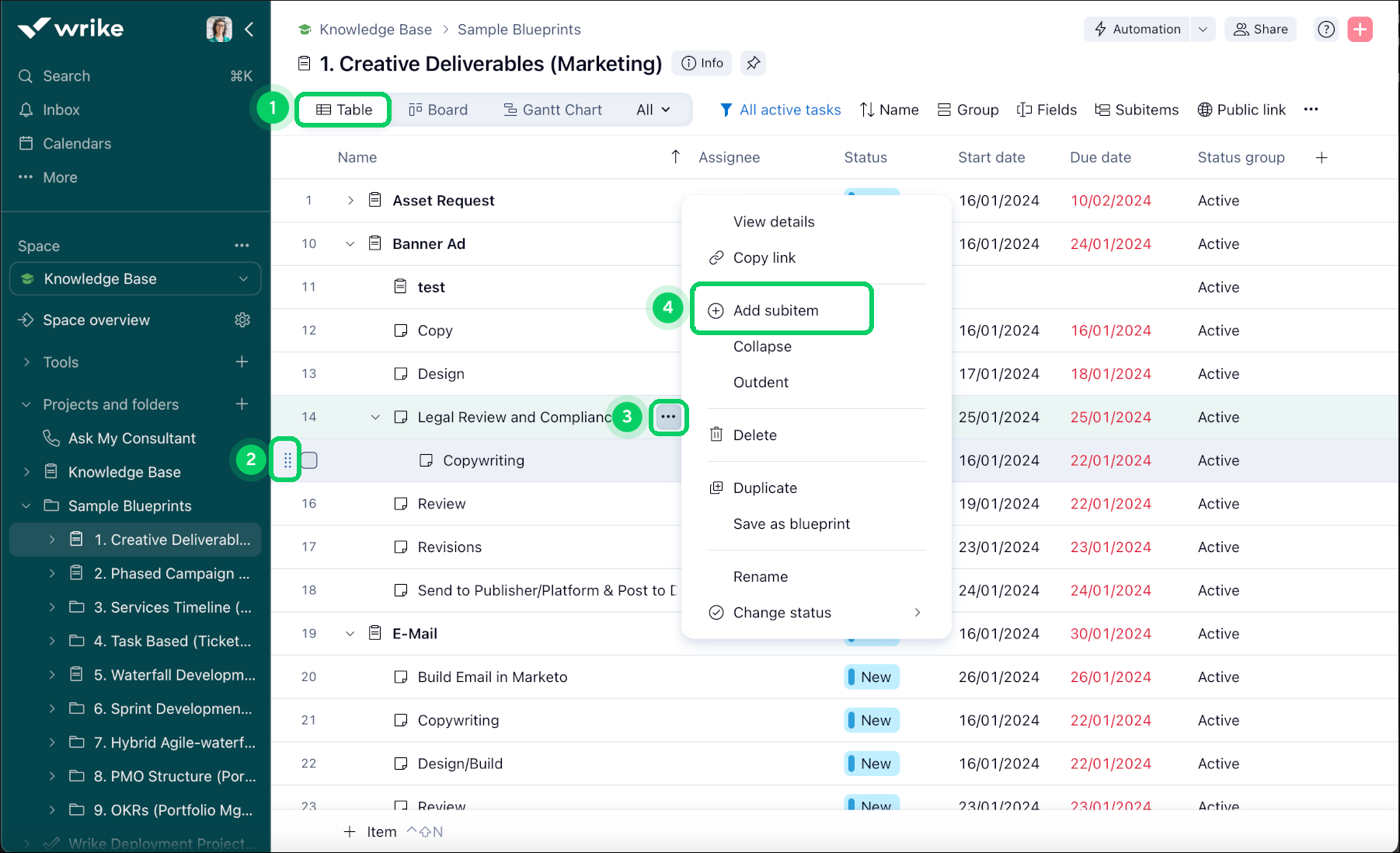 Converting a Task to a Subtask – Wrike Help Center