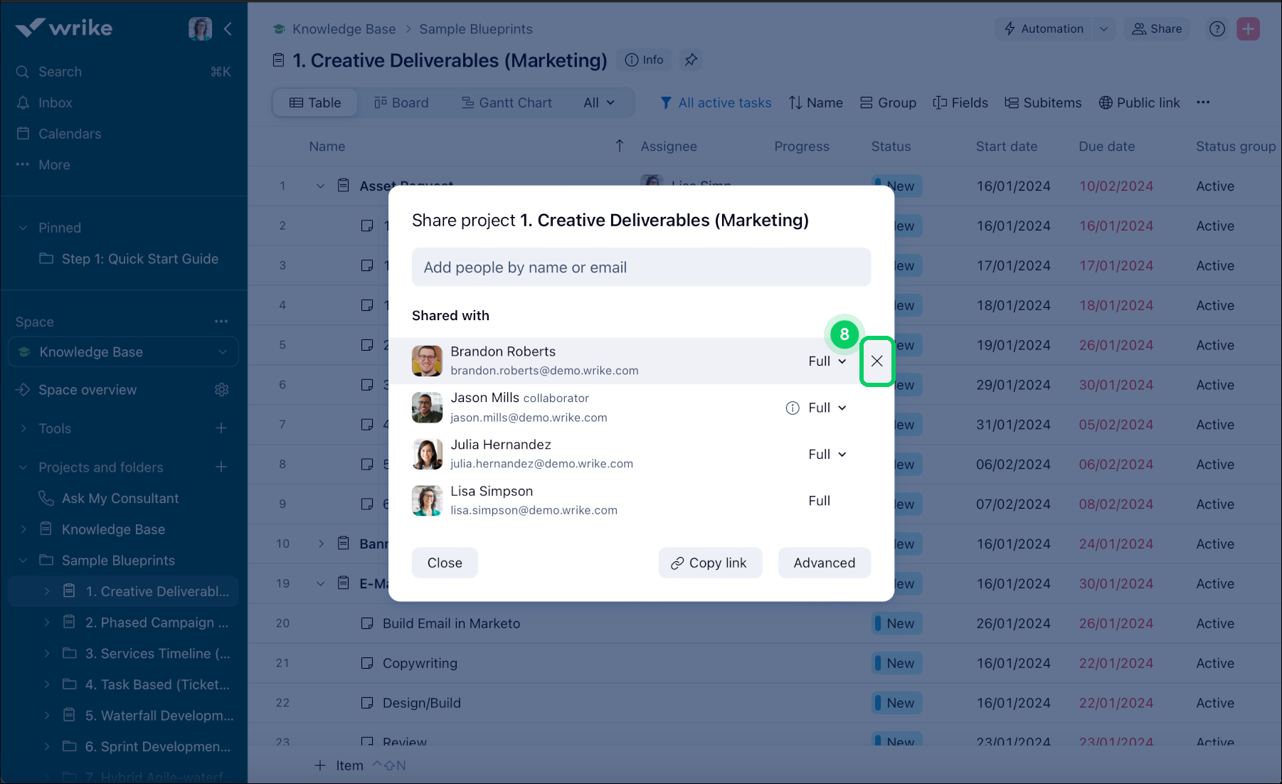 Sharing And Unsharing Projects Wrike Help Center