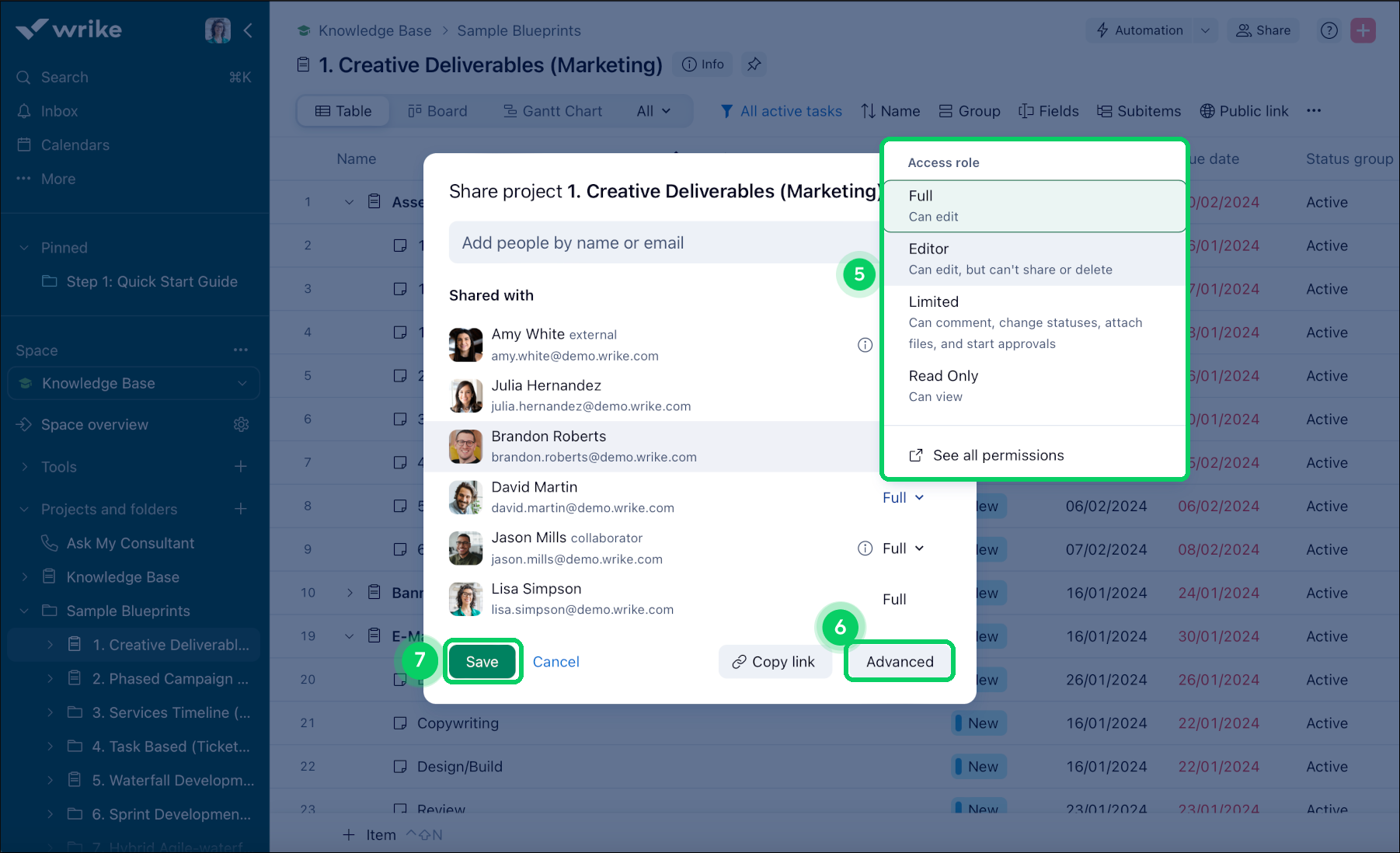Sharing and Unsharing Projects – Wrike Help Center
