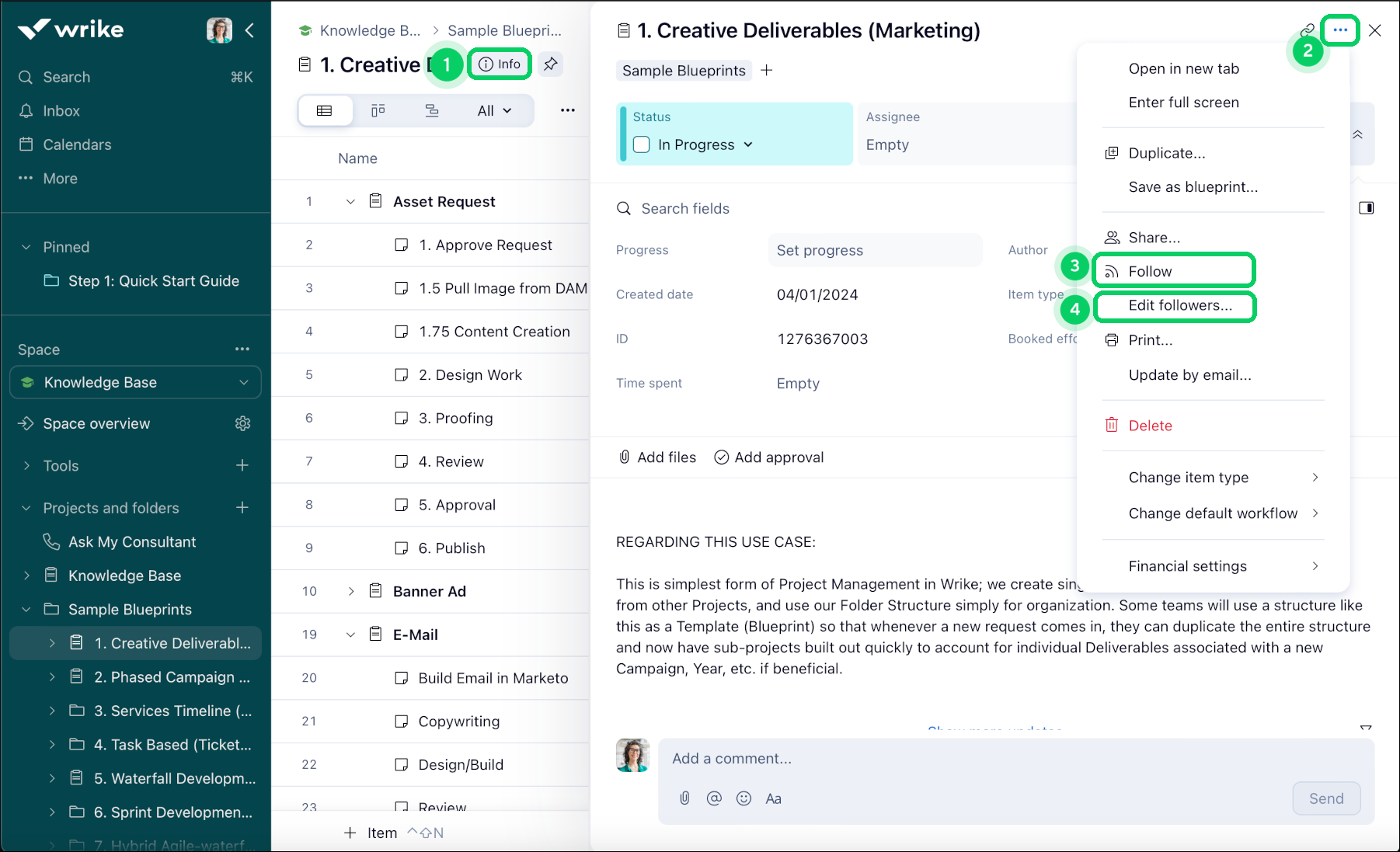 Following Projects – Wrike Help Center
