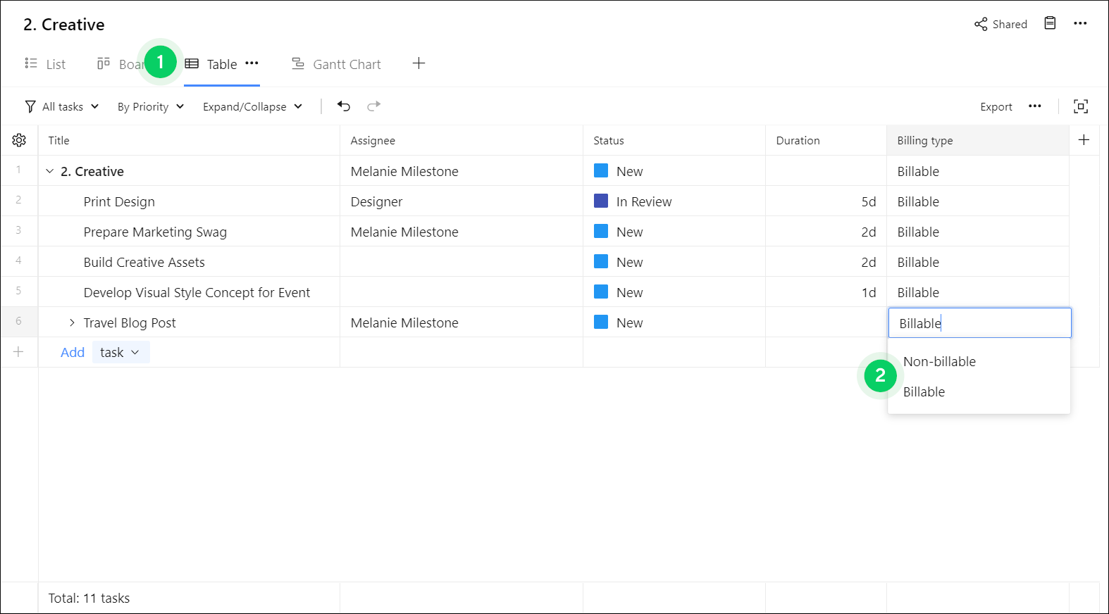 Changing Billing Type of Projects and Tasks – Wrike Help Center