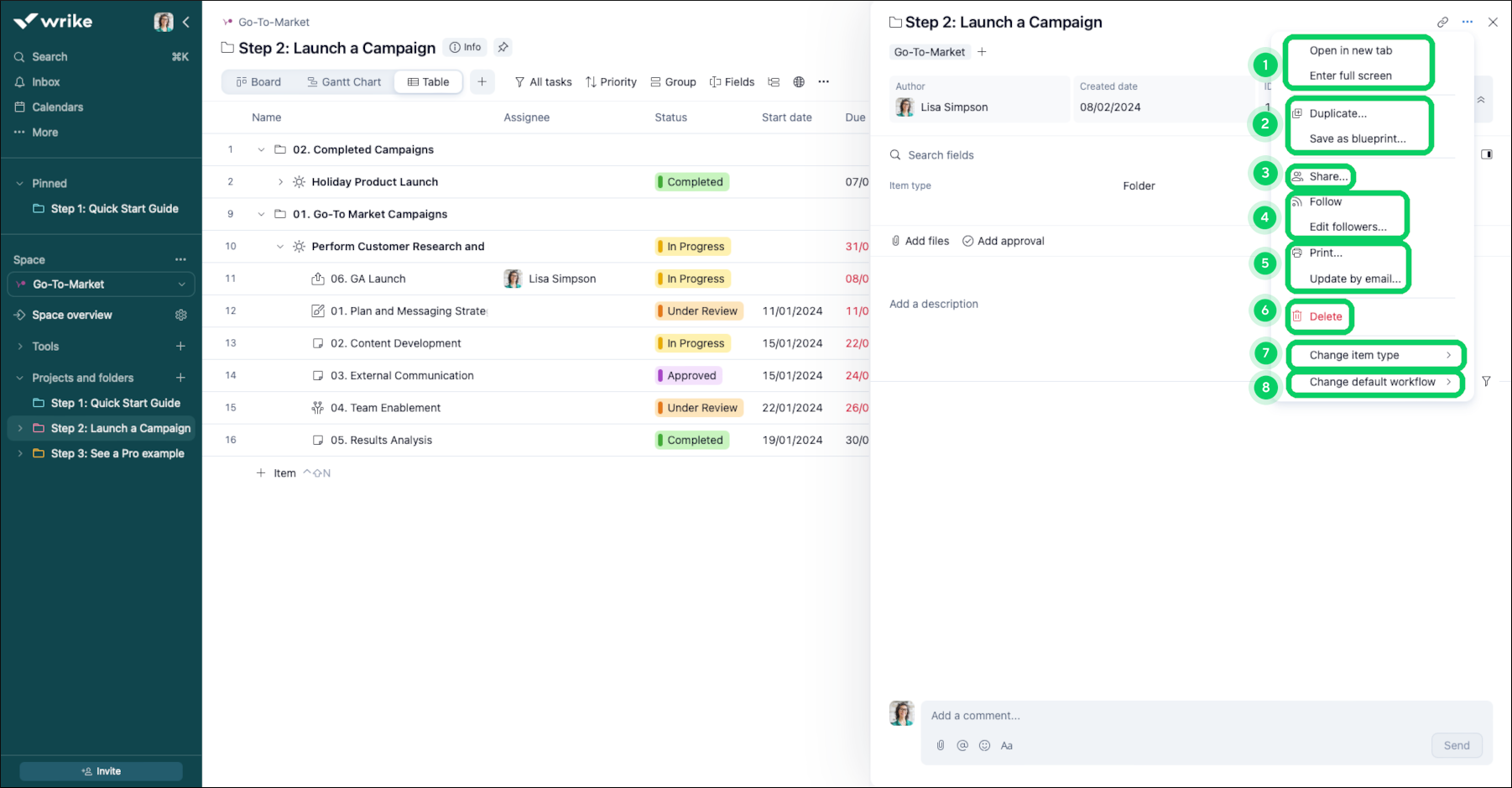 Folder Item View – Wrike Help Center