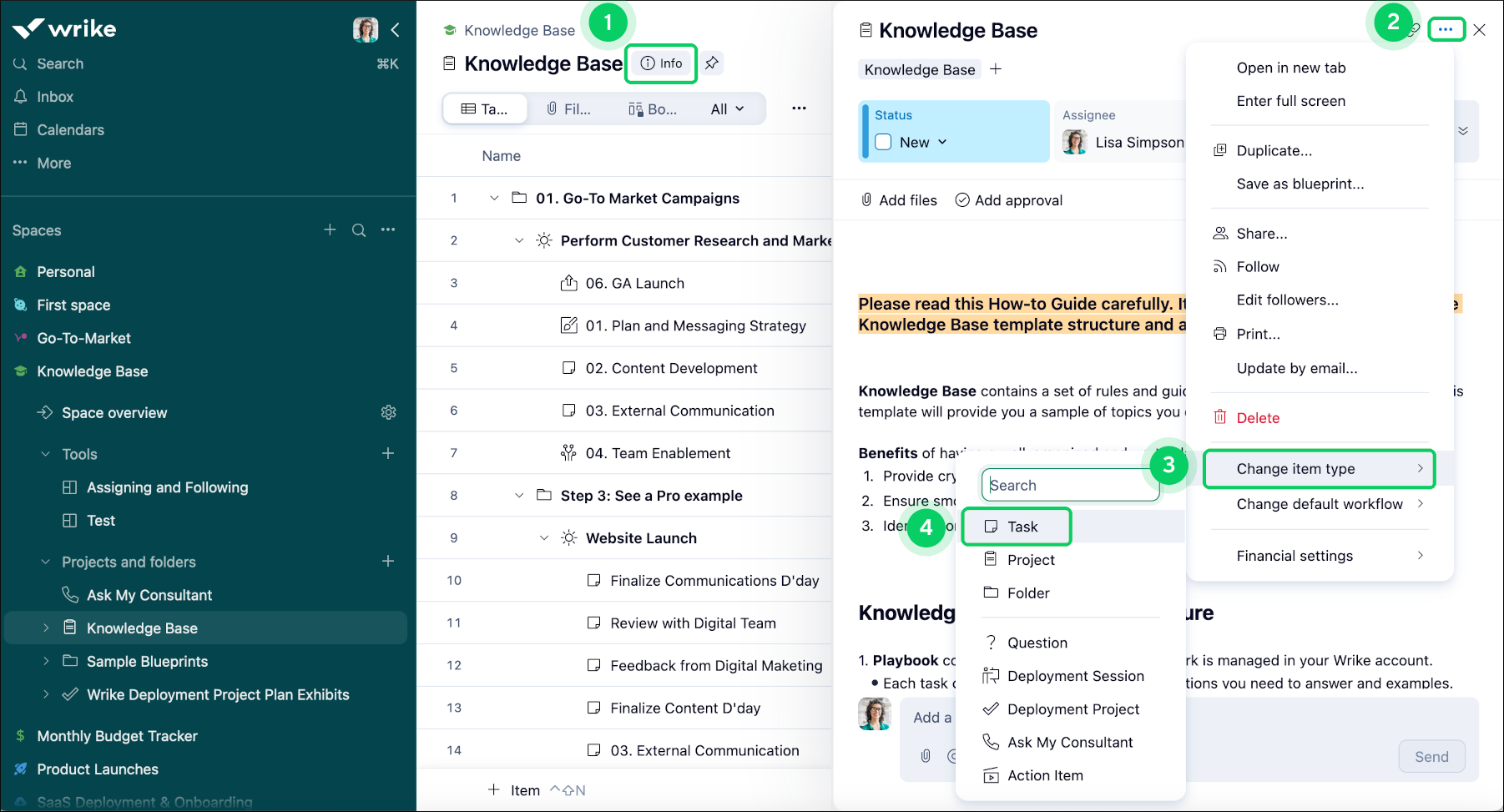 Changing Item Types – Wrike Help Center