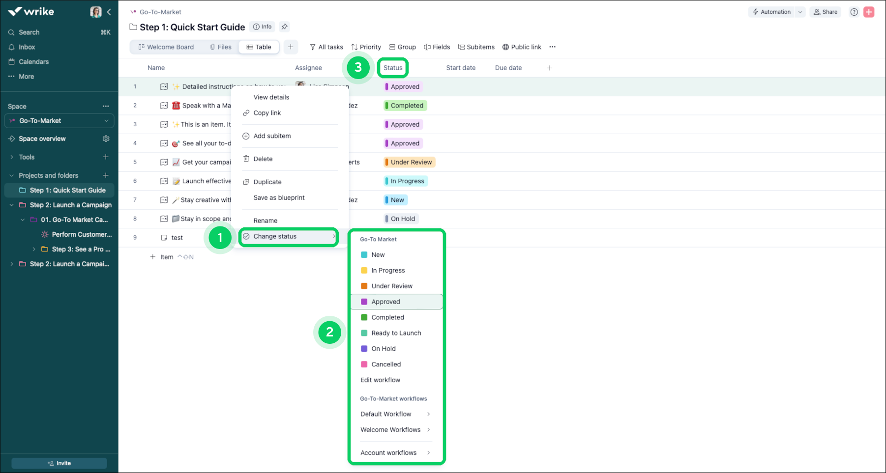 Changing a Task's Status – Wrike Help Center