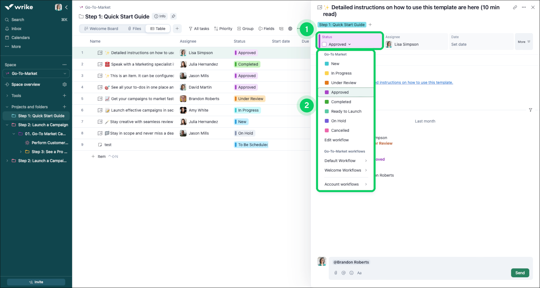 Changing a Task's Status – Wrike Help Center