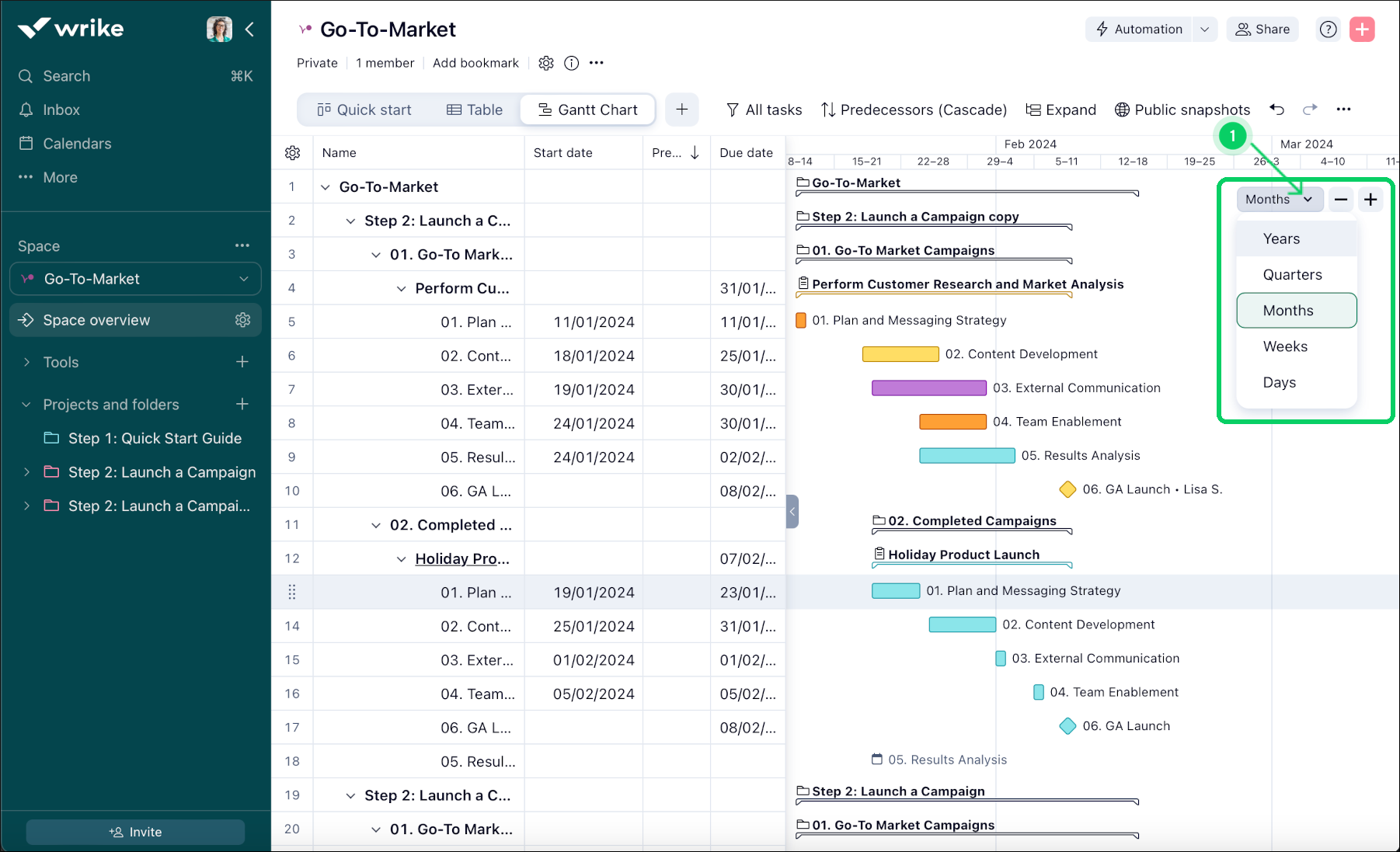 Adjusting the Date Range on the Gantt Chart – Wrike Help Center