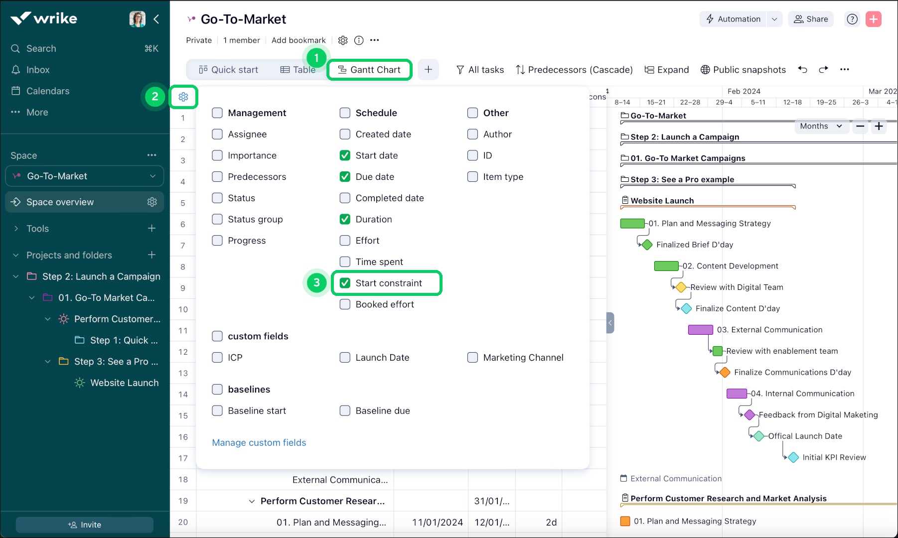 Date Constraints On The Gantt Chart Wrike Help Center