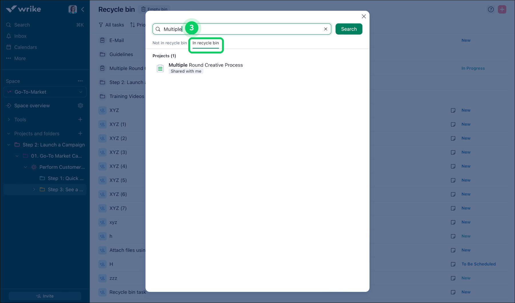 Deleting and Restoring a Task – Wrike Help Center