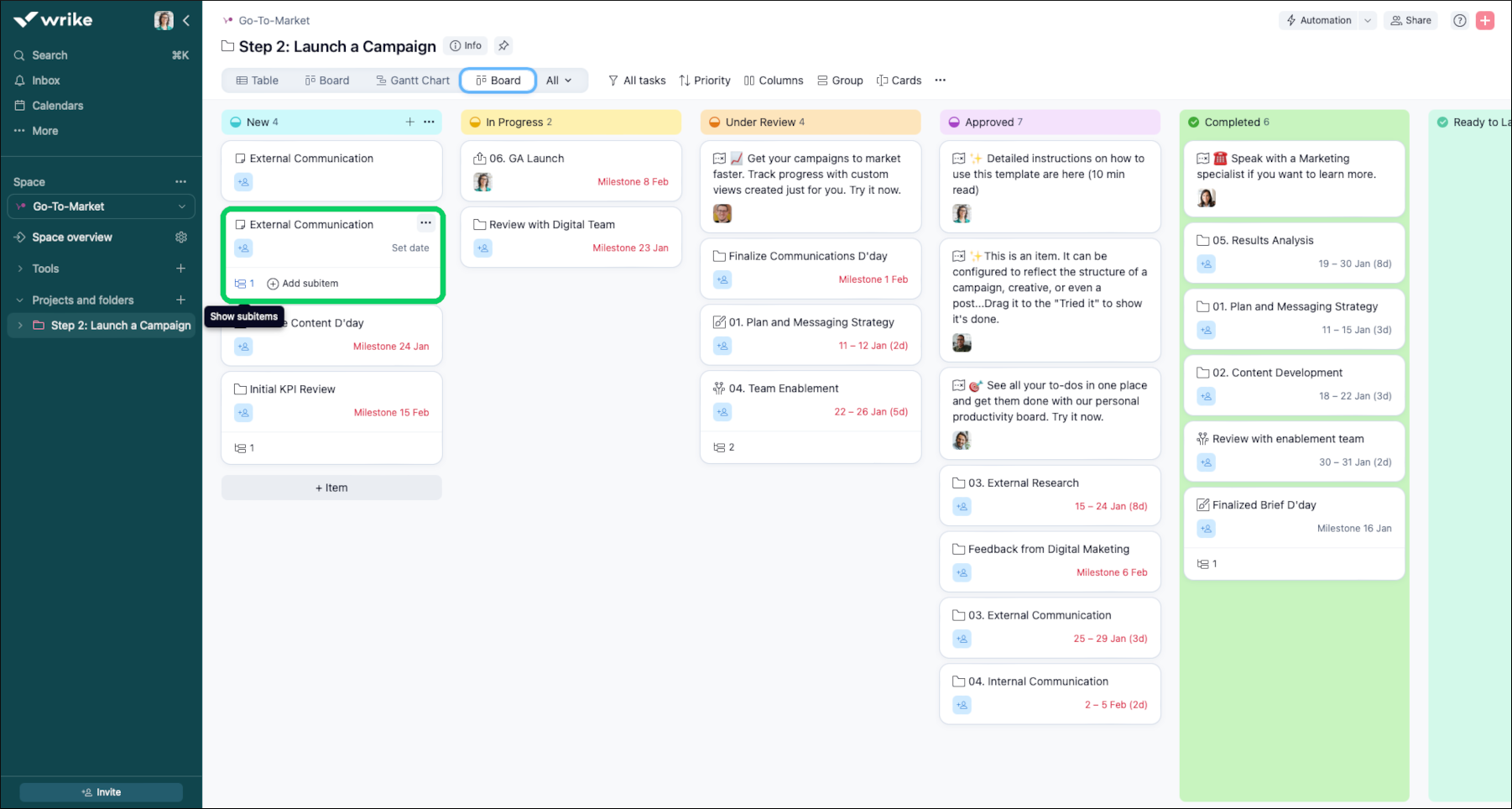 Subtasks in Wrike – Wrike Help Center