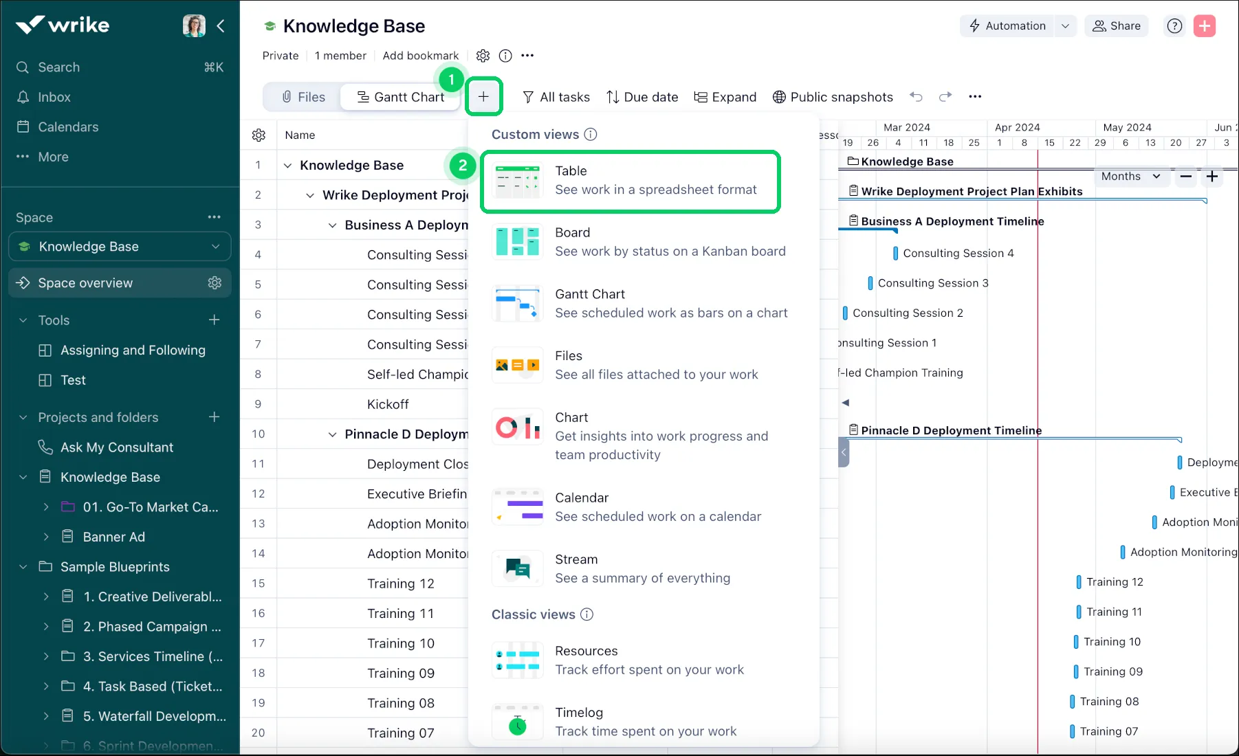Table View in Wrike – Wrike Help Center