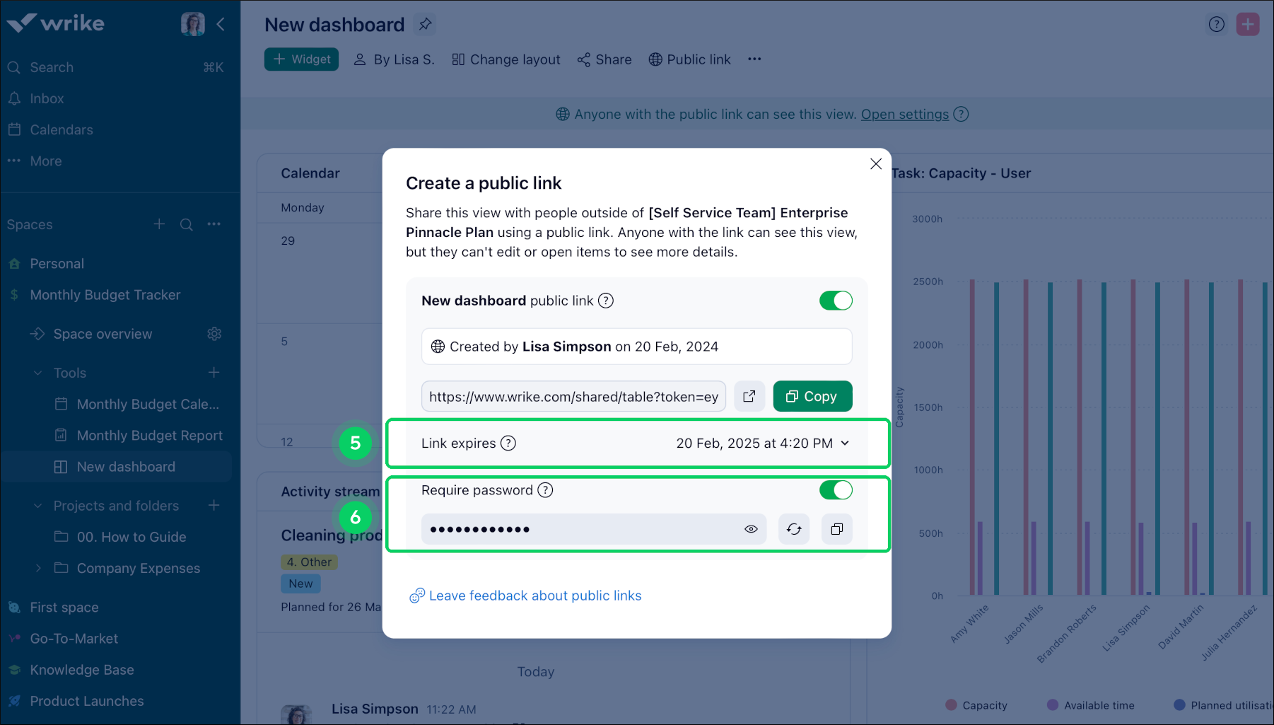 Sharing Dashboards internally and with Public Links – Wrike Help Center