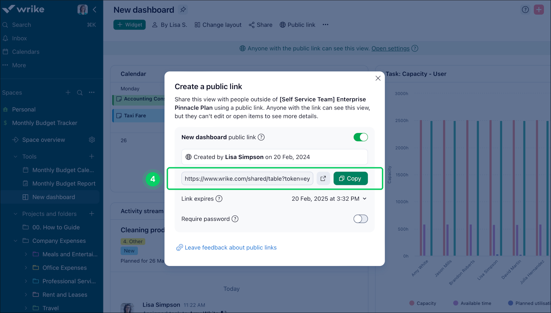 Sharing Dashboards internally and with Public Links – Wrike Help Center
