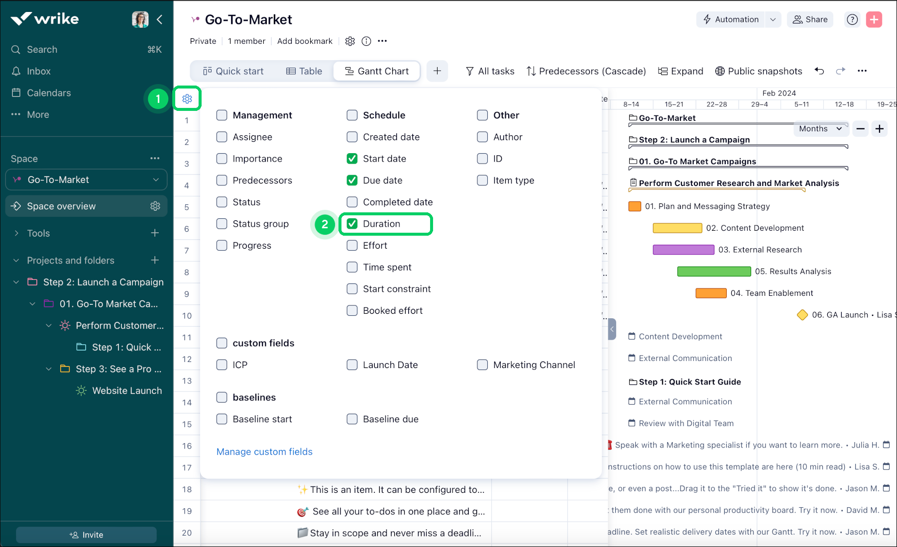 Tasks on the Gantt Chart – Wrike Help Center