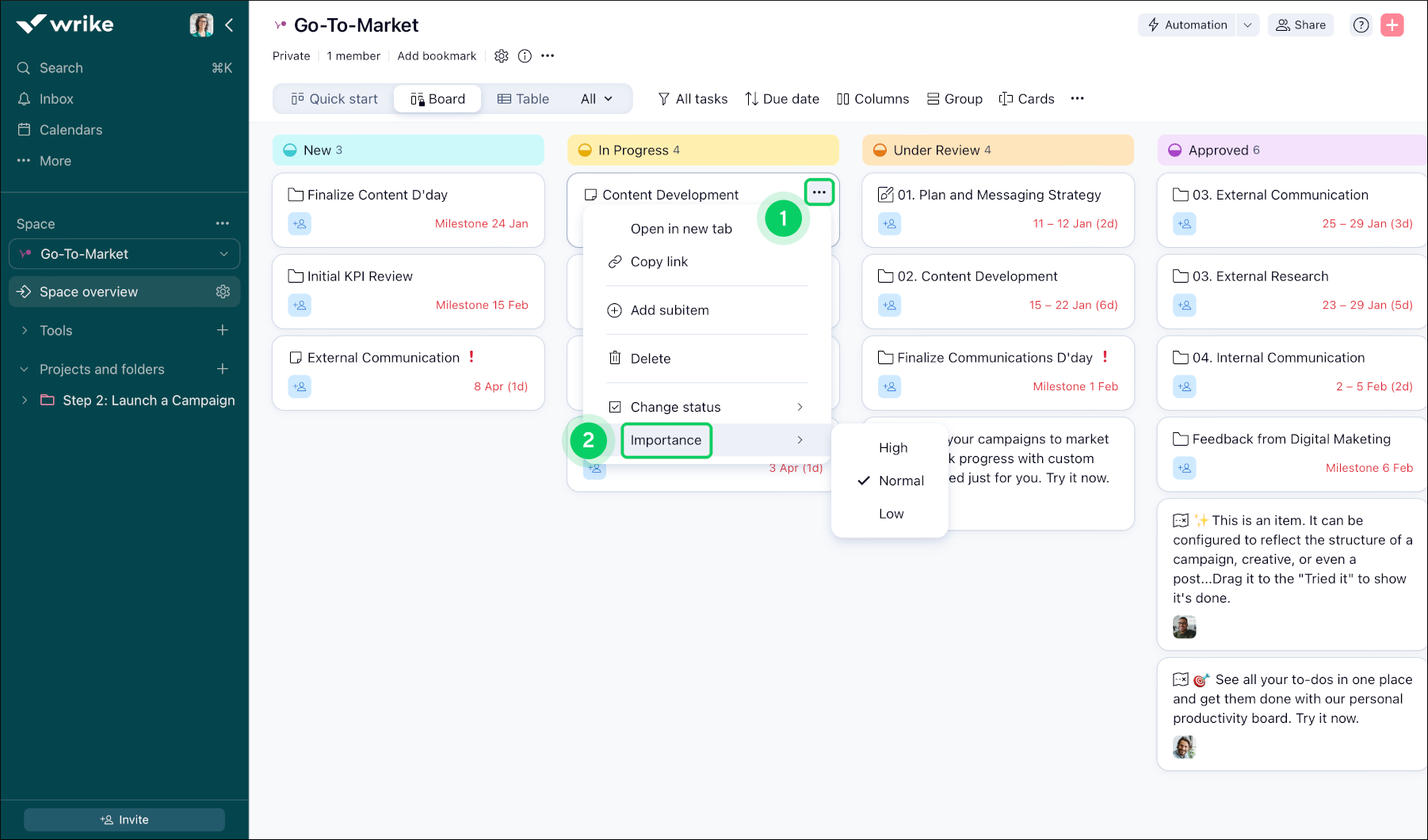 Sorting and Filtering Tasks in Board View – Wrike Help Center
