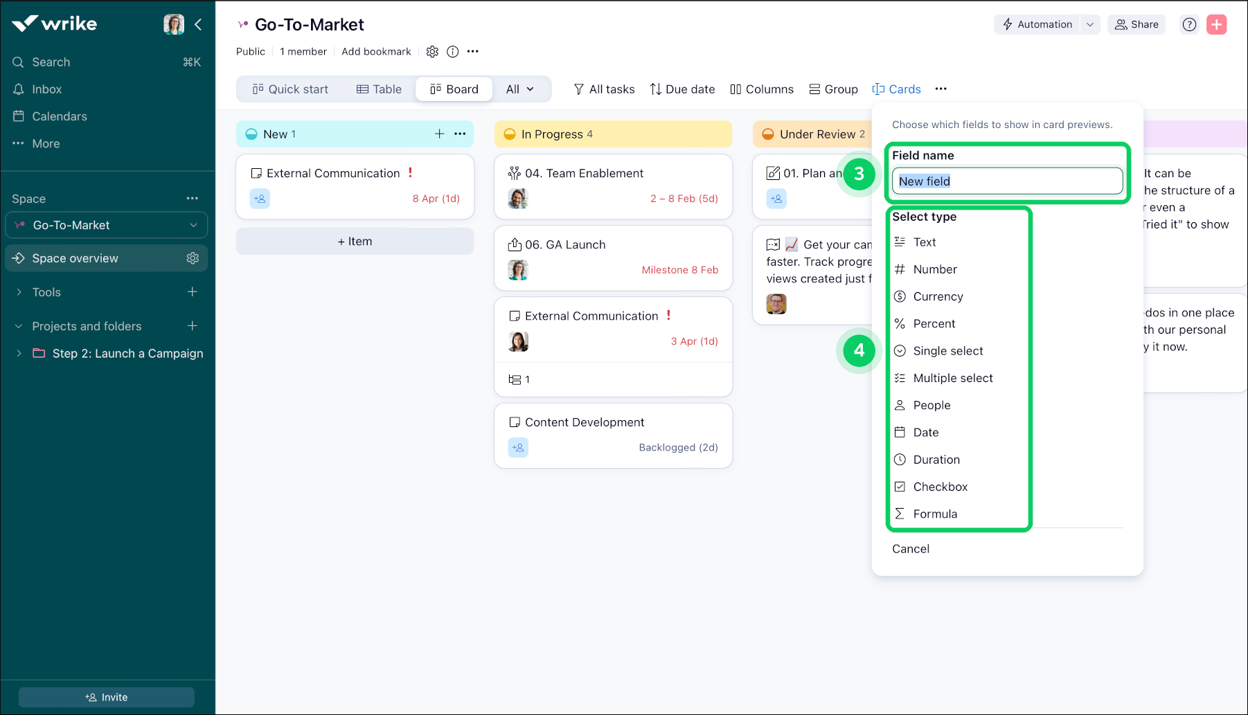 Custom fields in Board view – Wrike Help Center