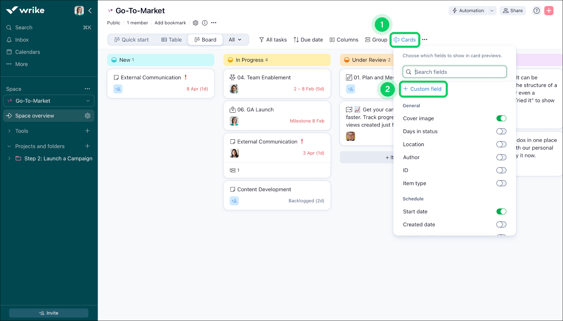 Custom fields in Board view – Wrike Help Center