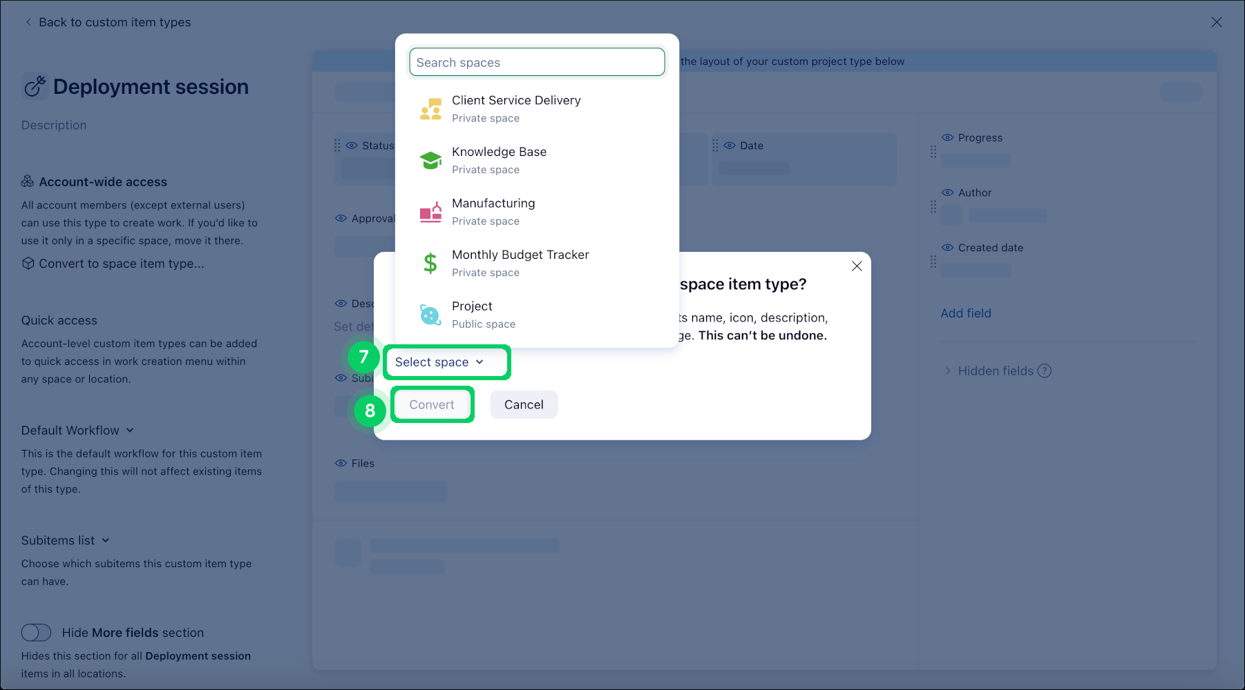 Converting Account-level to Space-level Custom item types – Wrike Help Center