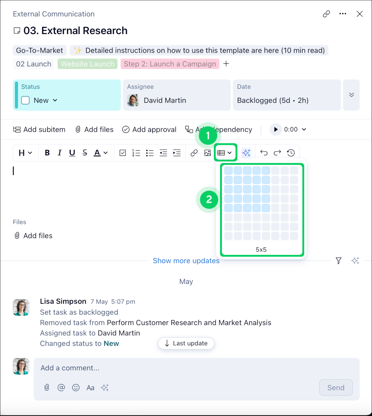 Tables in the Description Field – Wrike Help Center