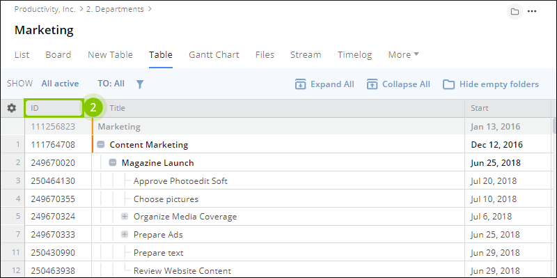 Job Numbers – Wrike Help portal