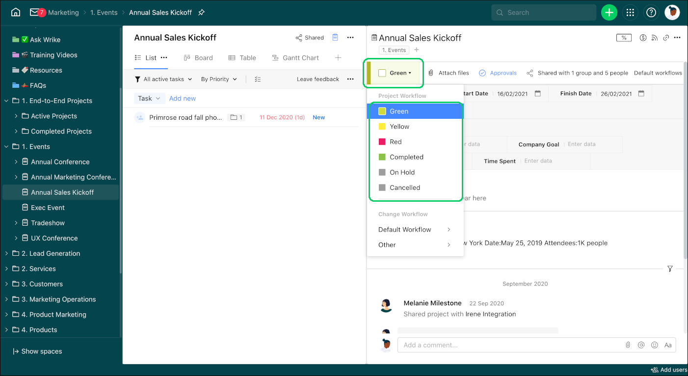 Project Status – Wrike Help Center