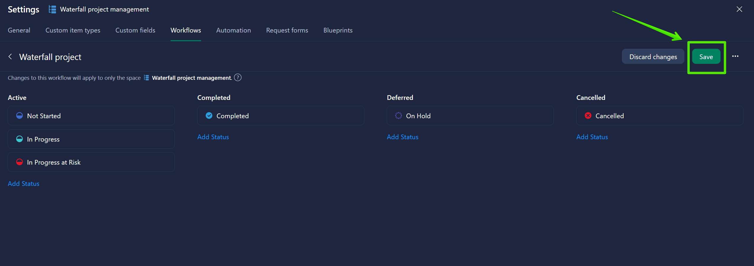 Default status colors – Wrike Help Center